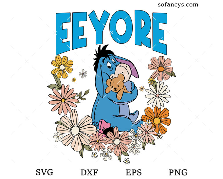 Retro Disney Eeyore SVG DXF EPS PNG Cut Files