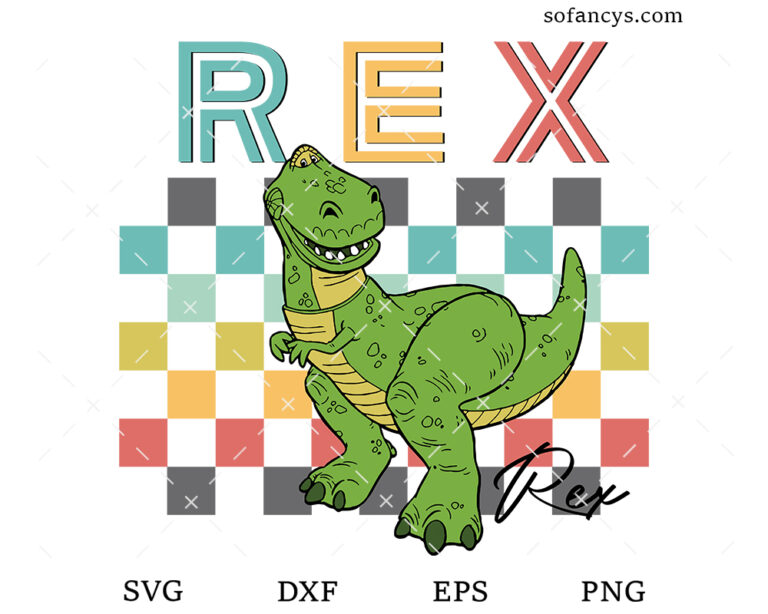 Retro Rex Checkered SVG DXF EPS PNG Cut Files