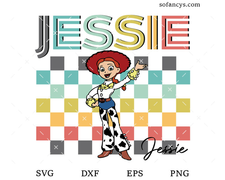 Retro Jessie Checkered SVG DXF EPS PNG Cut Files