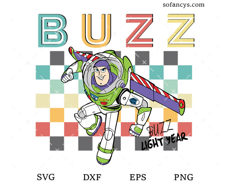 Retro Buzz Lightyear Checkered SVG DXF EPS PNG Cut Files