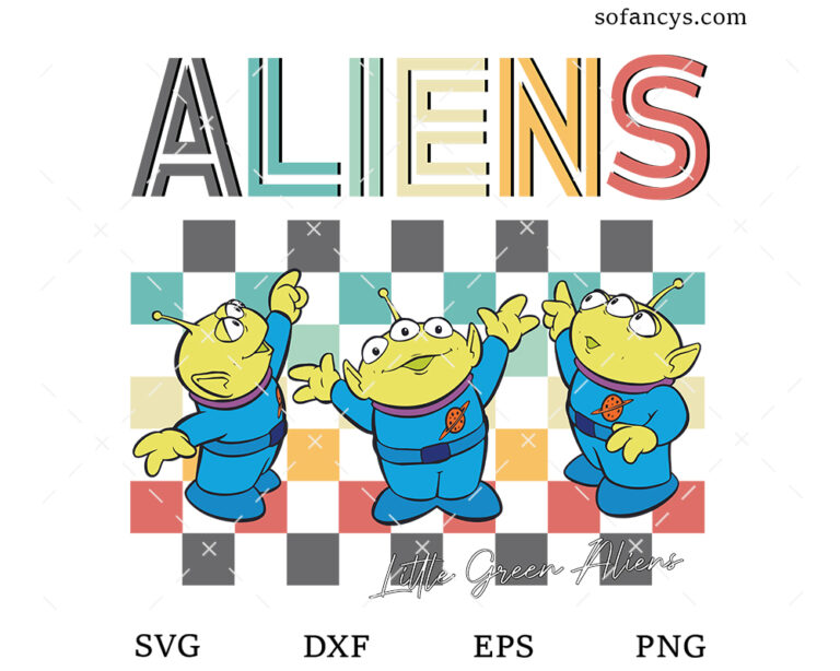 Retro Aliens Checkered SVG DXF EPS PNG Cut Files