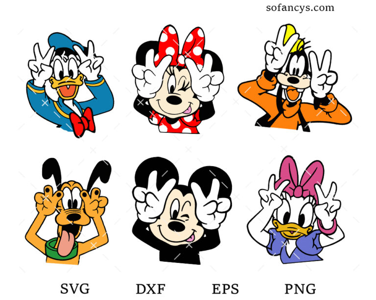 Mouse And Friends Peace Sign SVG Bundle