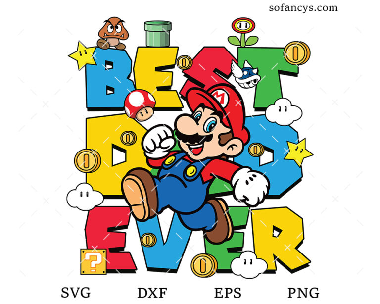 Best Dad Ever Super Mario SVG DXF EPS PNG Cut Files