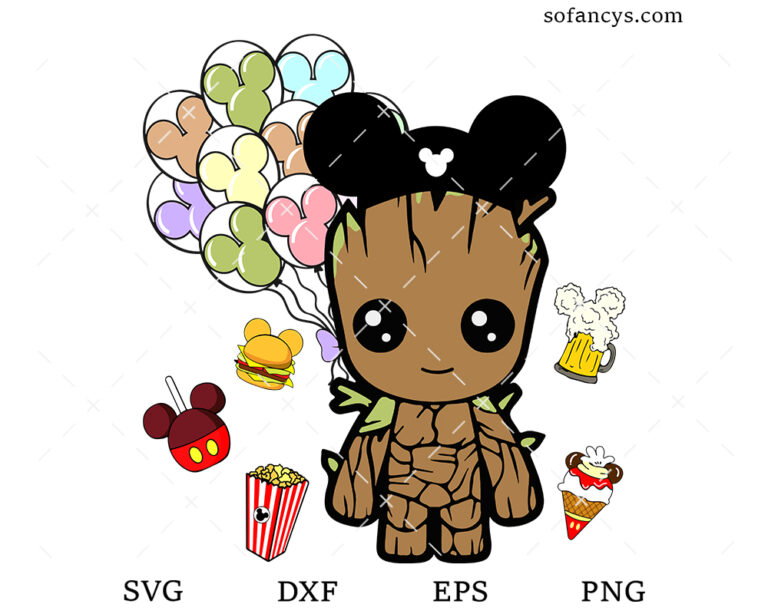 Baby Groot Mouse Head Balloon SVG DXF EPS PNG Cut Files