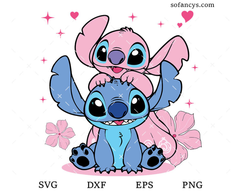 Cartoon Stitch And Angel SVG DXF EPS PNG Cut Files