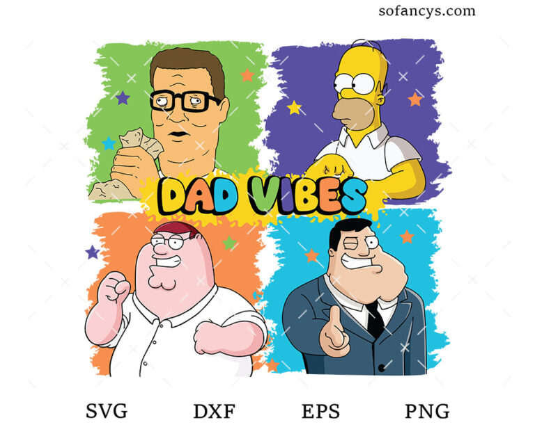 Animated Dad Vibes SVG DXF EPS PNG Cut Files