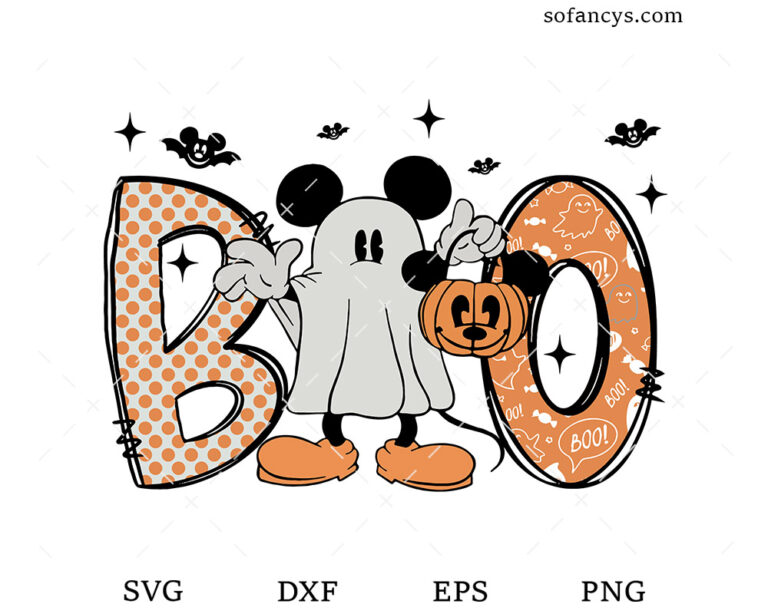 Disney Mouse Boo Ghost Halloween SVG DXF EPS PNG Cut Files
