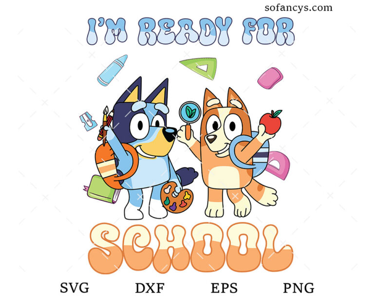 Blue Dog I'm Ready For School SVG DXF EPS PNG Cut Files