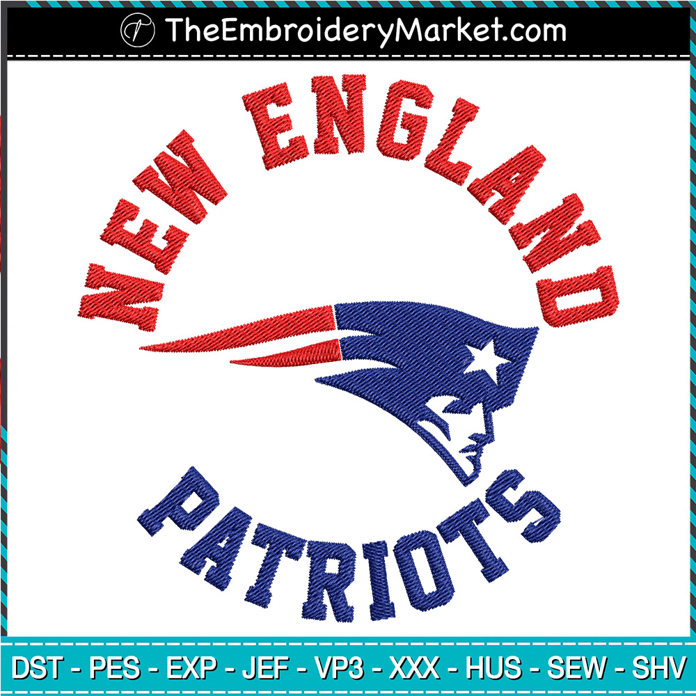 Logo Head USA New England Patriots Embroidery Designs File, New England ...
