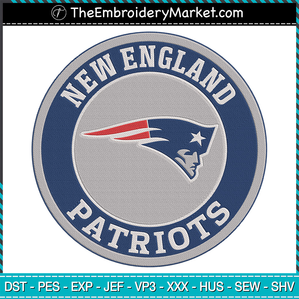 New England Patriots Logo Circle Embroidery Designs File, New England ...