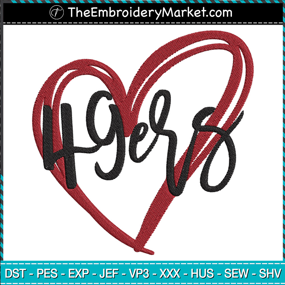 49Ers in my Heart Embroidery Designs File, San Francisco 49ers Machine ...