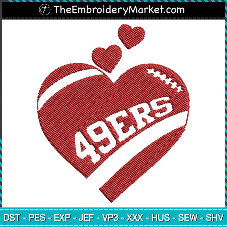 49Ers Heart Logo Embroidery Designs File, San Francisco 49ers Machine ...