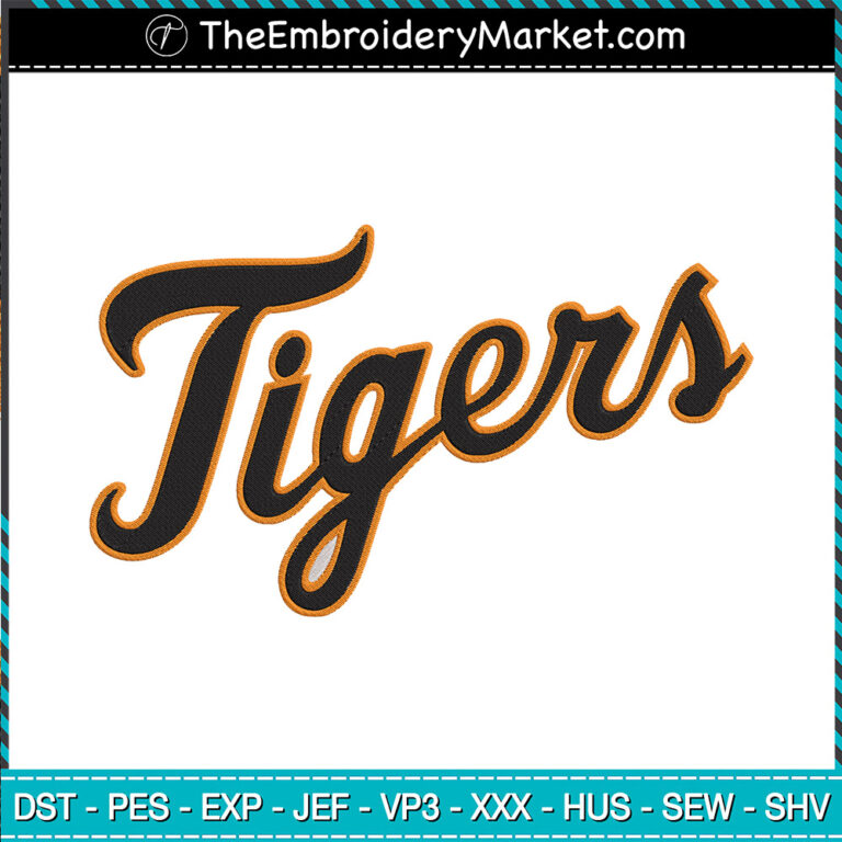 Tiger Letter Logo Embroidery Designs File, Detroit Tigers Machine ...
