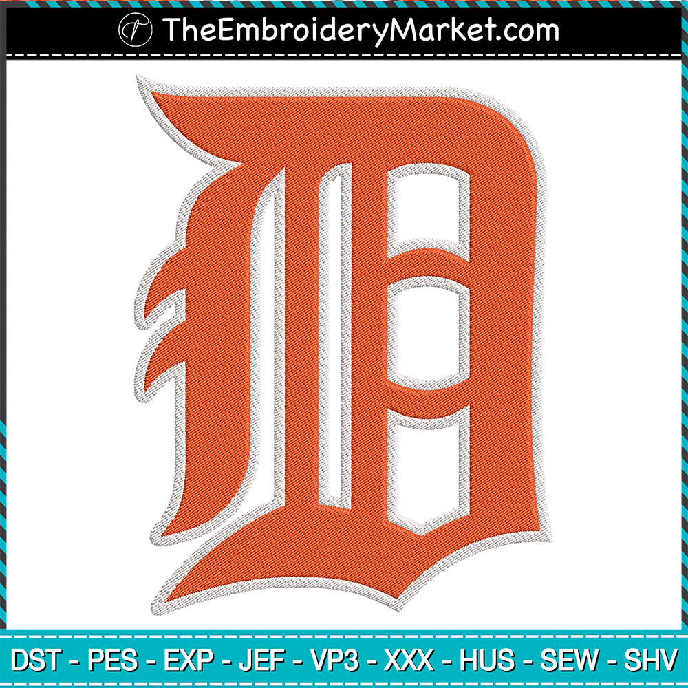 Detroit Tigers D Logo Embroidery Designs File, Detroit Tigers Machine ...