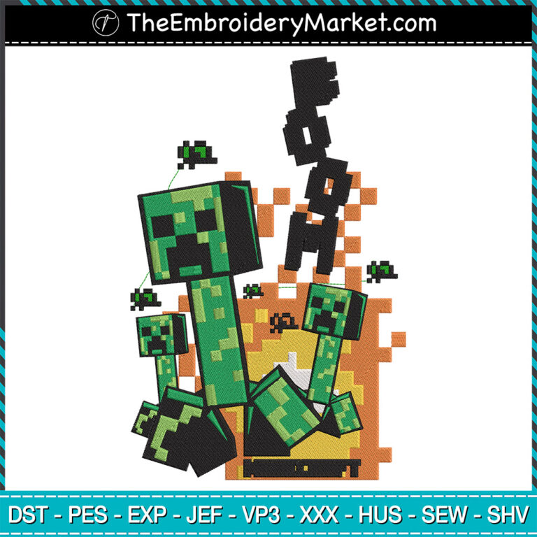 Creeper TNT Embroidery Designs File, Minecraft Machine Embroidery ...