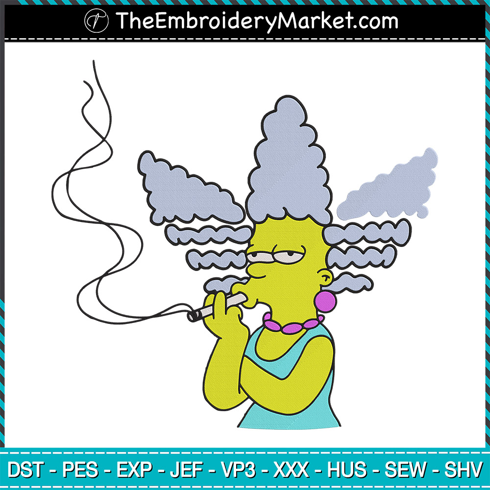 Marge Simpson Smoke Adidas Hair Embroidery Designs File, The Simpsons ...