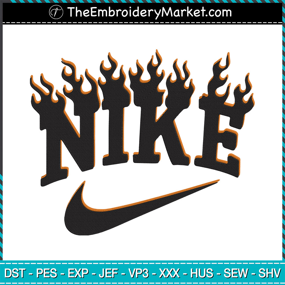 Nike Fire Embroidery Designs File, Nike Machine Embroidery Designs ...