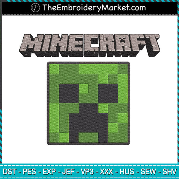 Minecraft Creeper Face Embroidery Designs File, Minecraft Machine ...