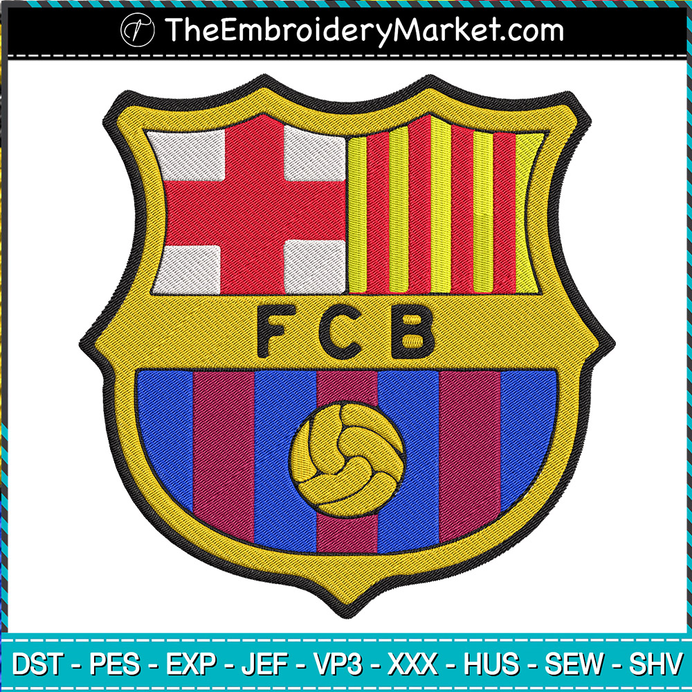 FC Barcelona Embroidery Designs File, Club Football Machine Embroidery ...