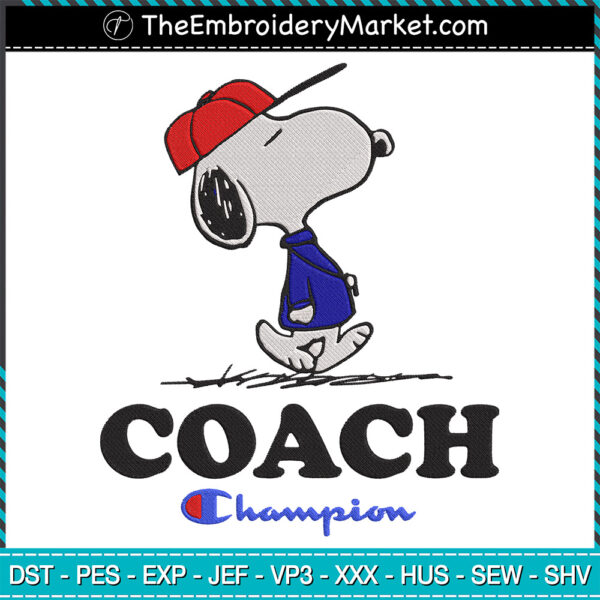 Coach Champion Snoopy Embroidery Designs File, Snoopy Machine ...