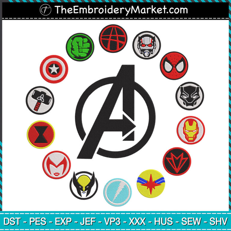 All Logo Avengers Embroidery Designs file, Marvel Machine Embroidery ...