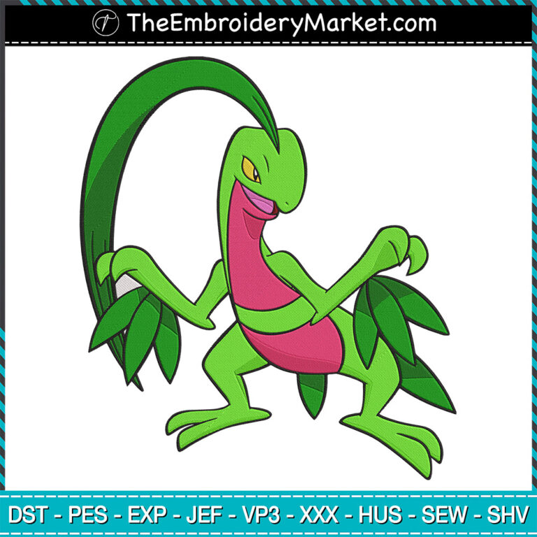 Grovyle Pokemon Embroidery Designs File, Pokemon Machine Embroidery ...