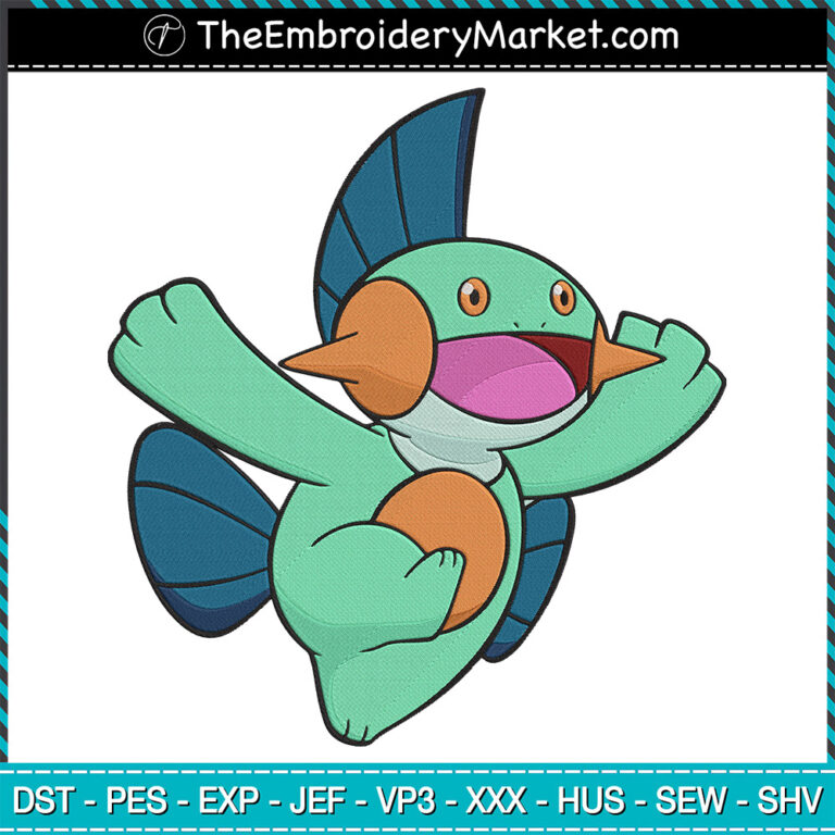 Marshtomp Pokemon Embroidery Designs File, Pokemon Machine Embroidery ...
