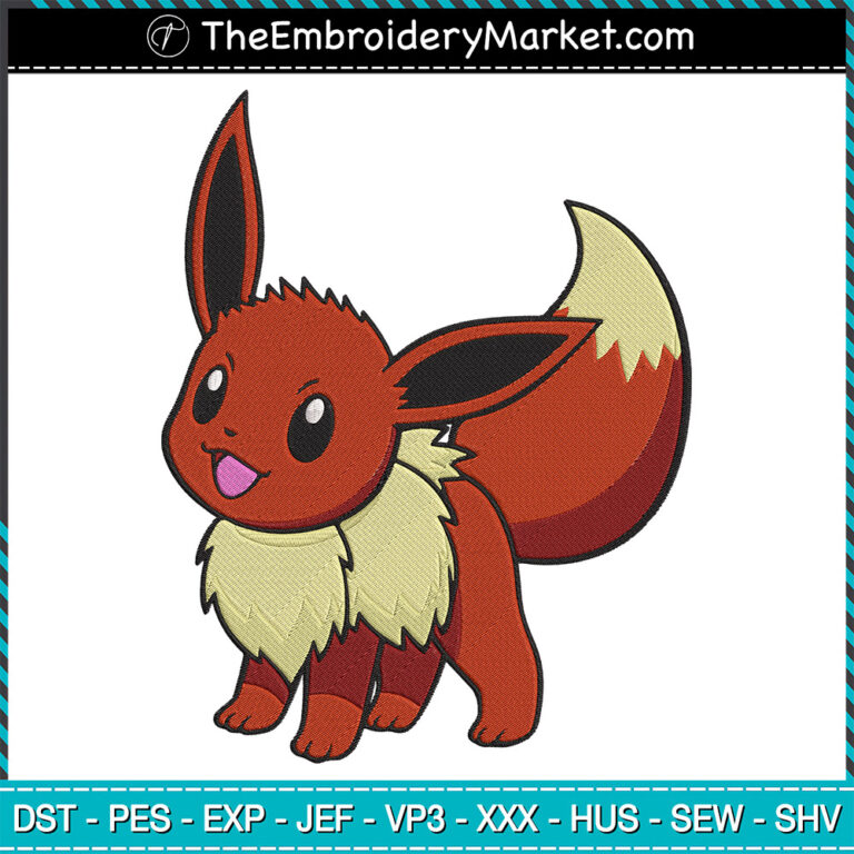 Eevee Pokemon Embroidery Designs File, Pokemon Machine Embroidery ...