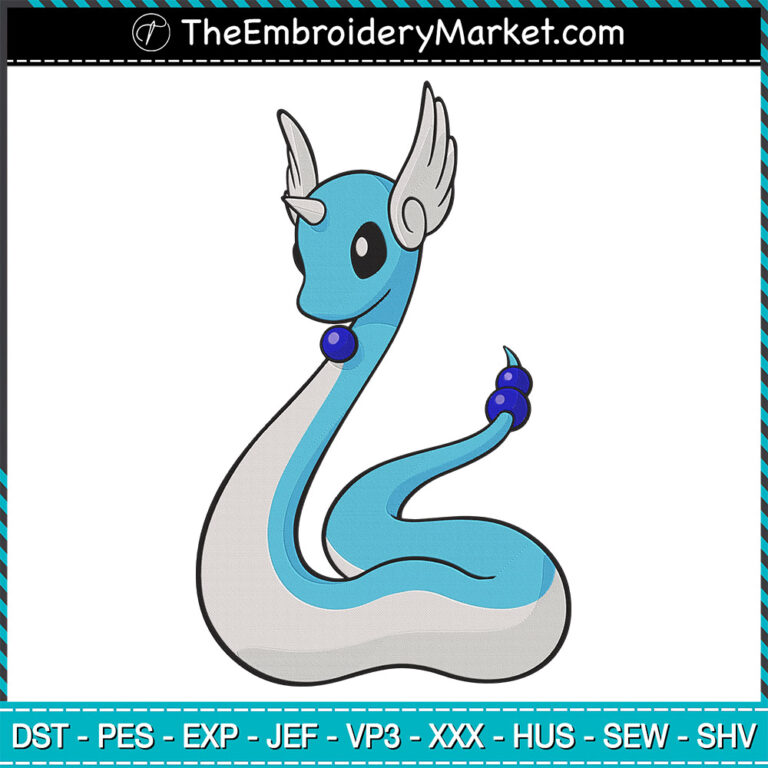 Dragonair Pokemon Embroidery Designs File, Pokemon Machine Embroidery ...