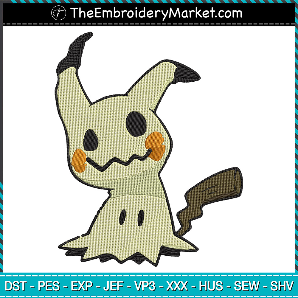Mimikyu Pokemon Embroidery Designs File, Pokemon Machine Embroidery ...