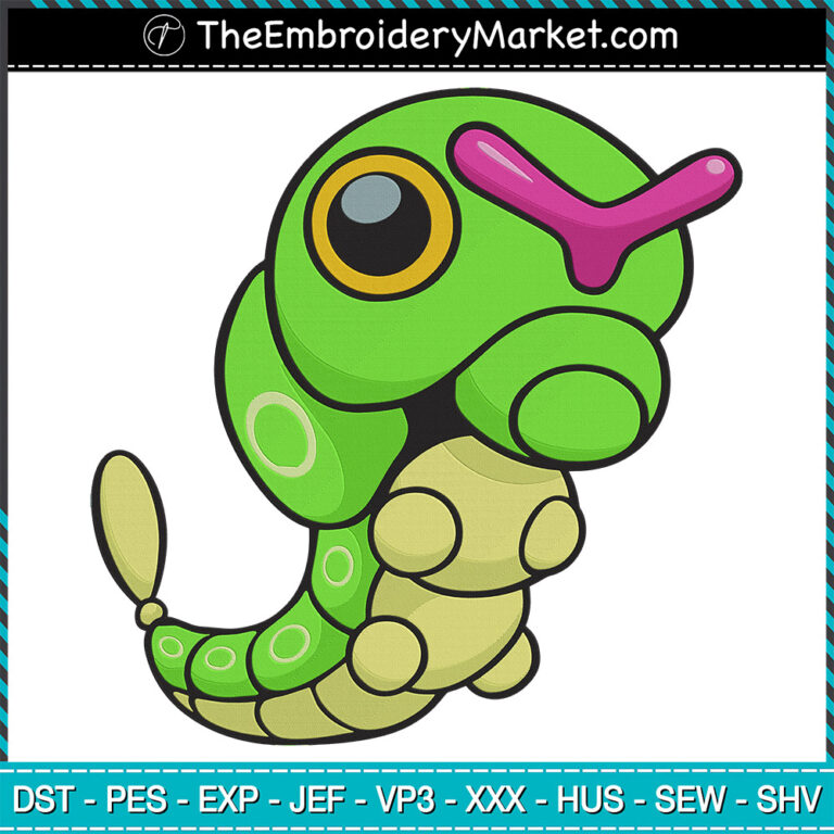 Caterpie Pokemon Embroidery Designs File, Pokemon Machine Embroidery ...