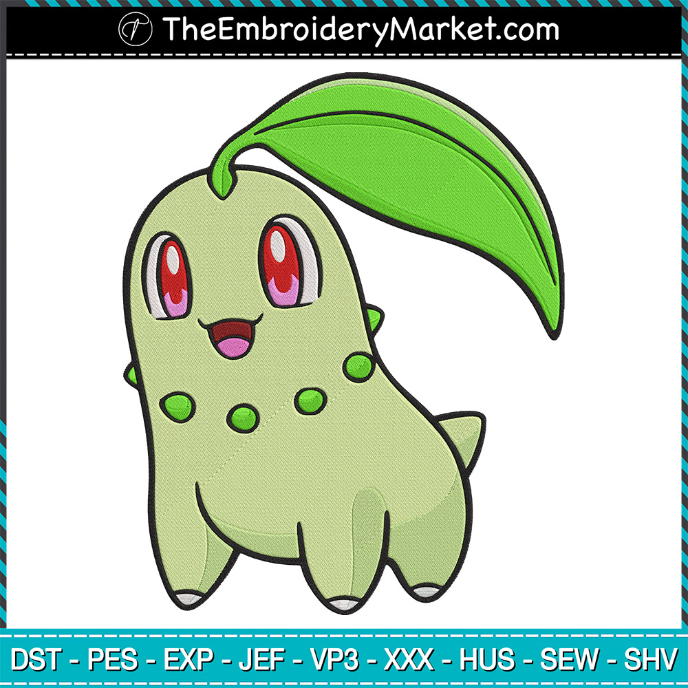 Chikorita Pokemon Embroidery Designs File, Pokemon Machine Embroidery ...