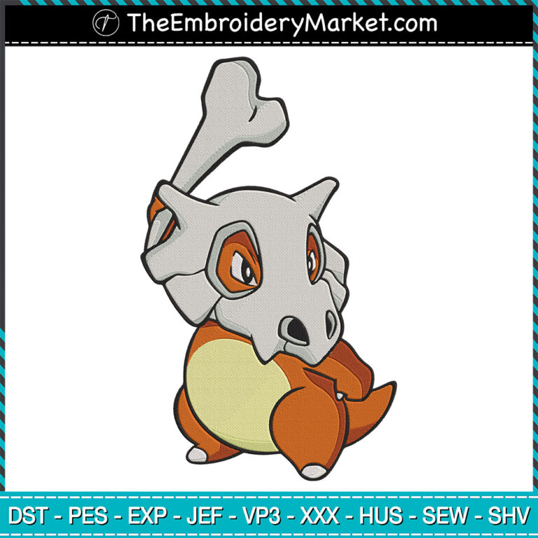 Cubone Pokemon Embroidery Designs File, Pokemon Machine Embroidery ...