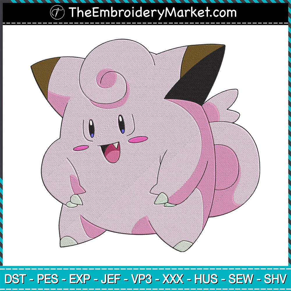 Clefairy Pokemon Embroidery Designs File, Pokemon Machine Embroidery ...