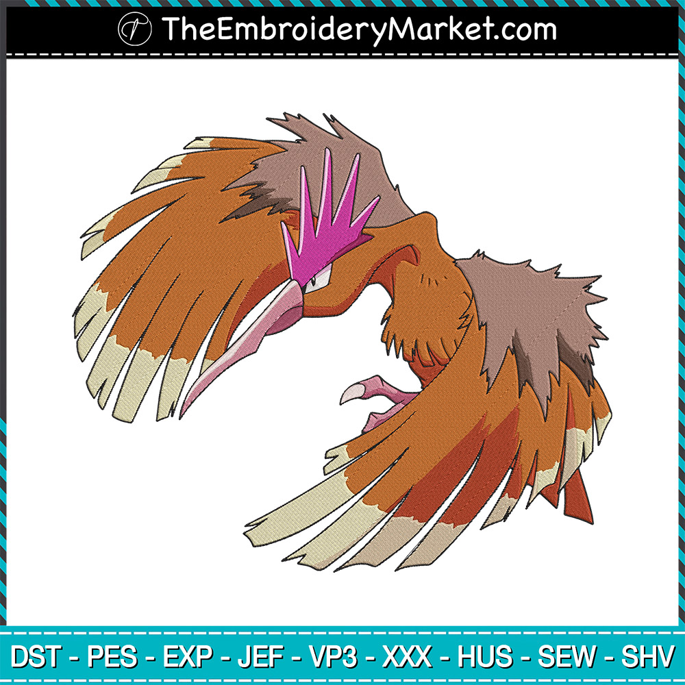 Fearow Embroidery Designs File, Pokemon Machine Embroidery Designs ...