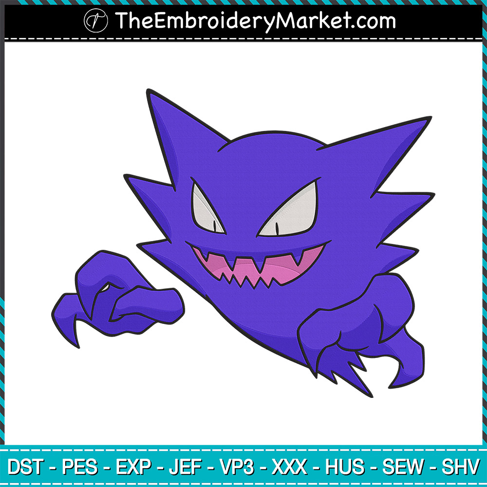 Haunter Pokemon Embroidery Designs File, Pokemon Machine Embroidery ...