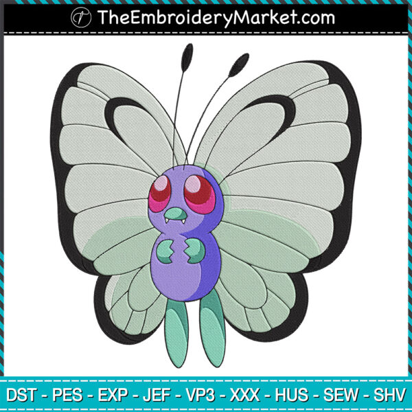 Butterfree Pokemon Embroidery Designs File, Pokemon Machine Embroidery ...