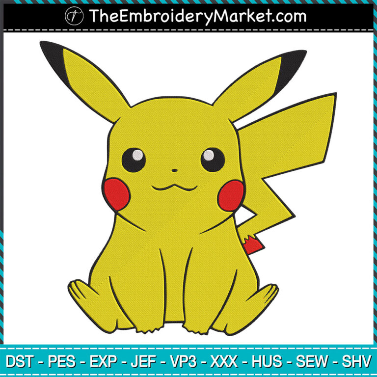 Cute Pikachu Embroidery Designs File, Pokemon Machine Embroidery ...