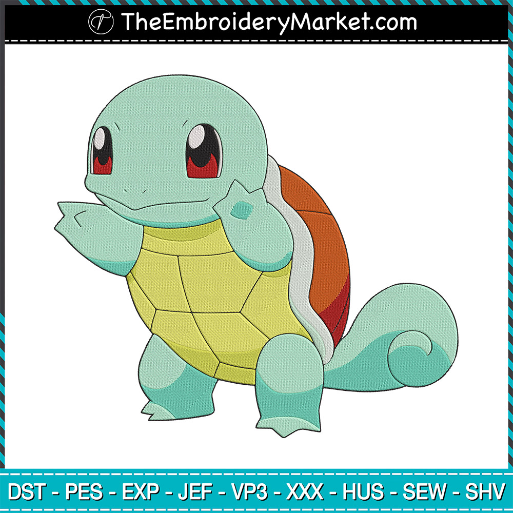 Squirtle Pokemon Embroidery Designs File, Pokemon Machine Embroidery ...