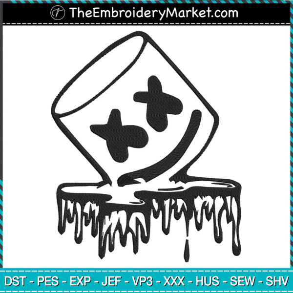 Marshmello Head Flow Embroidery Designs File, Marshmello Machine ...