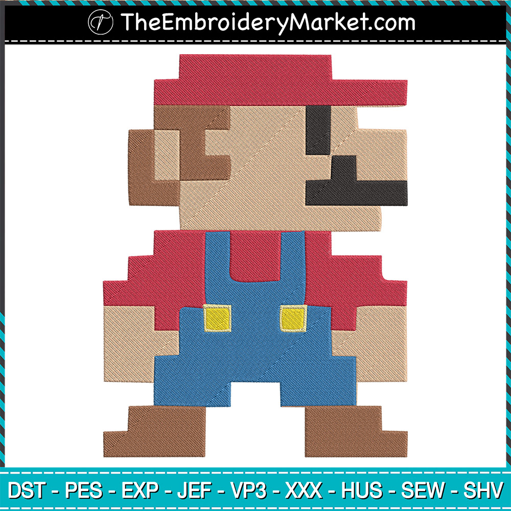 Mario 8 Bit Embroidery Designs File, Mario Machine Embroidery Designs ...