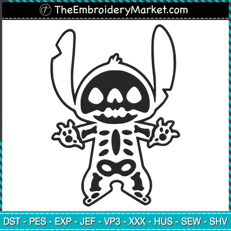 Stitch Skeleton Embroidery Designs File, Stitch Machine Embroidery ...