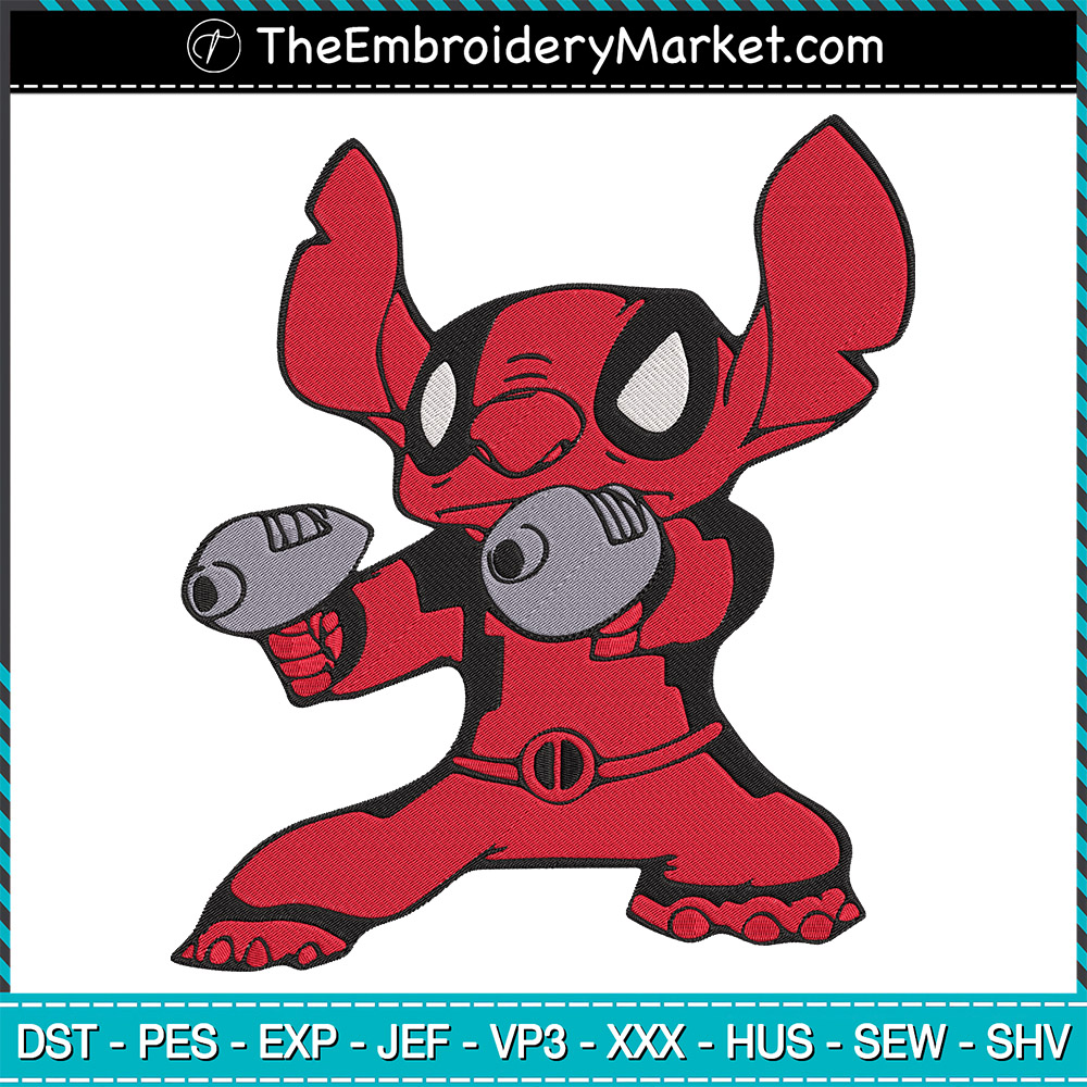 Stitch Deadpool Embroidery Designs File, Stitch Machine Embroidery ...