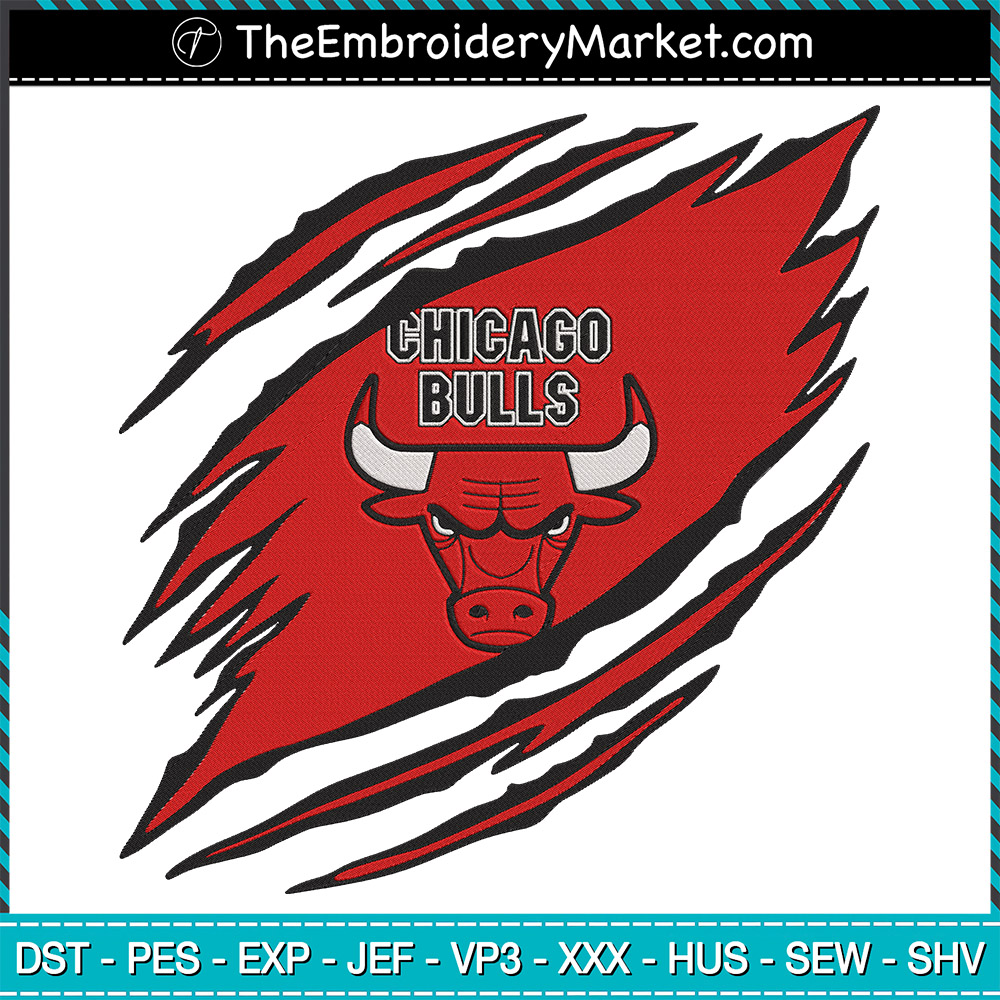Chicago Bulls Logo NBA Embroidery Designs File, Chicago Bulls Logo ...
