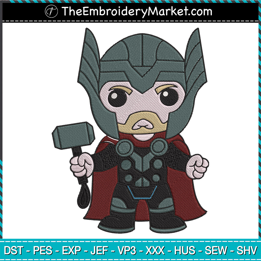 Thor Chibi Embroidery Designs File, Avengers Machine Embroidery Designs ...