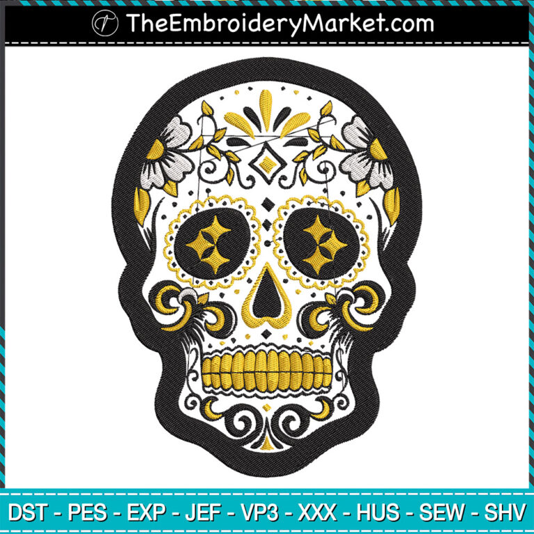 Pittsburgh Steelers Skull Embroidery Designs File, Pittsburgh Steelers ...