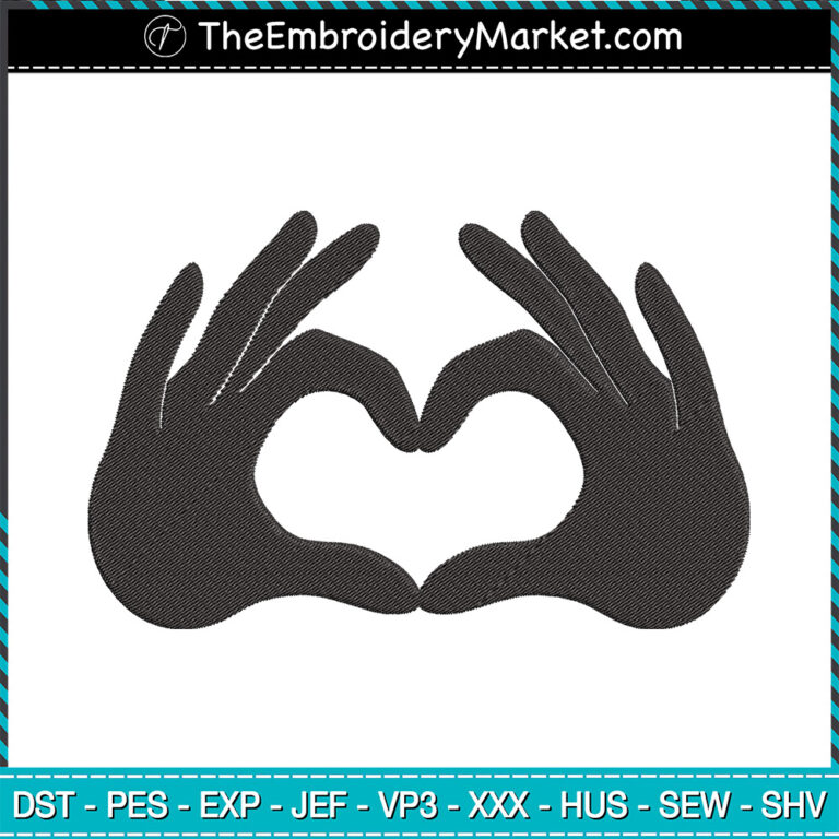 Hand Heart Love Embroidery Designs File, Valentine Machine Embroidery ...