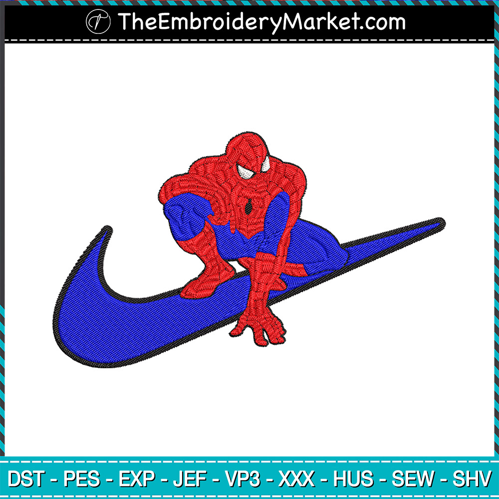Nike x Spider Man Embroidery Designs File, Nike Machine Embroidery ...