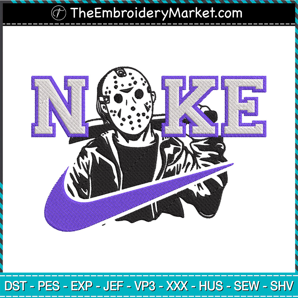 Nike Jason Voorhees Embroidery Designs File, Nike Machine Embroidery ...