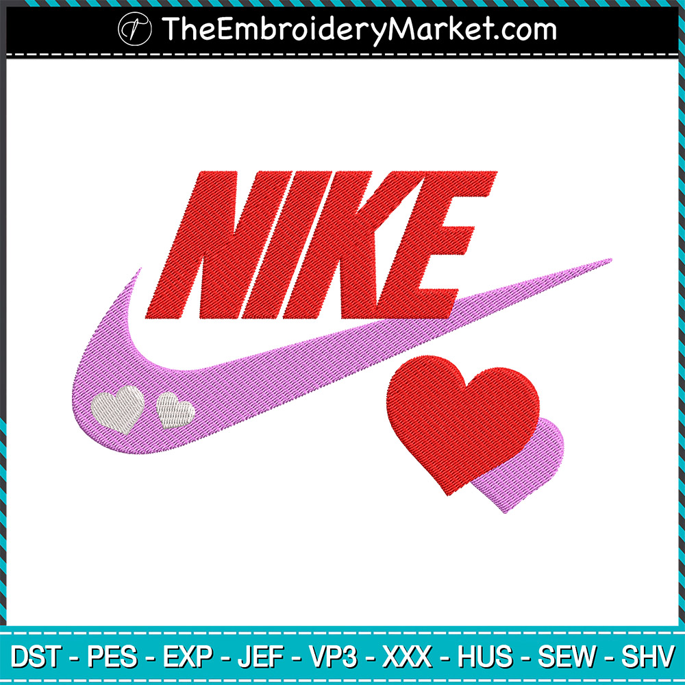 Nike Lovely Double Embroidery Designs File, Nike Machine Embroidery ...